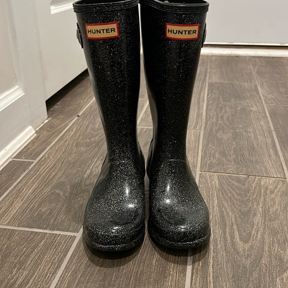 Hunter | Shoes | Girls Hunter Boots Black Sparkle | Poshmark